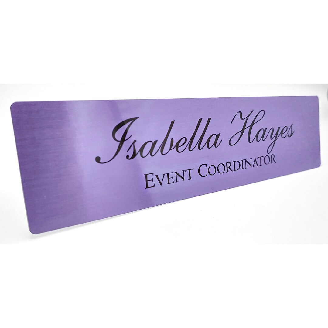 2"x8" Custom Imprinted Name Plate Brushed Metallic Purple Fits Standard ...