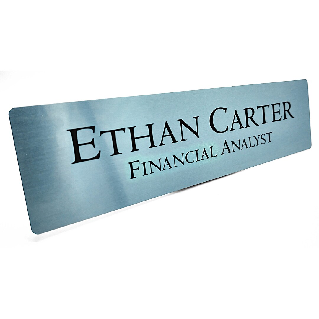 2"x8" Custom Imprinted Name Plate Brushed Metallic Blue Fits Standard ...