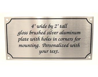 Fancy Silver Engraved Plate Metal Name Sign Picture Frame Plate ...