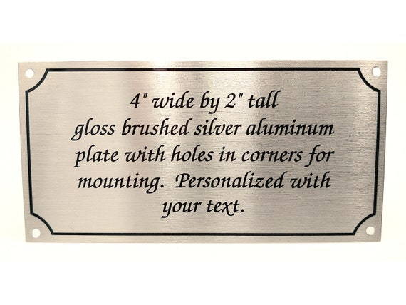 Personalized Brushed Silver Aluminum Plate Tag 4 Wide by | Etsy
