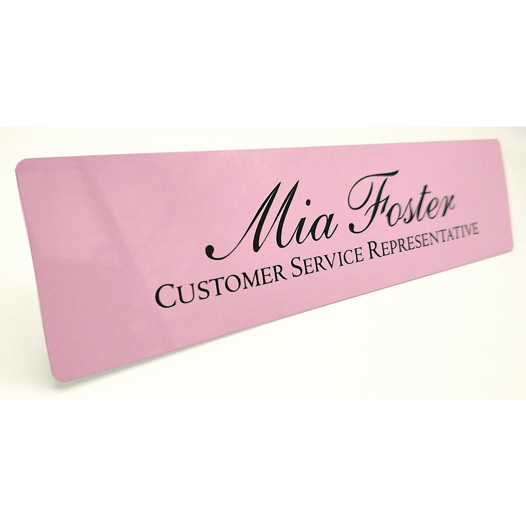 2"x8" Custom Imprinted Name Plate Gloss Pink Fits Standard Wall and ...