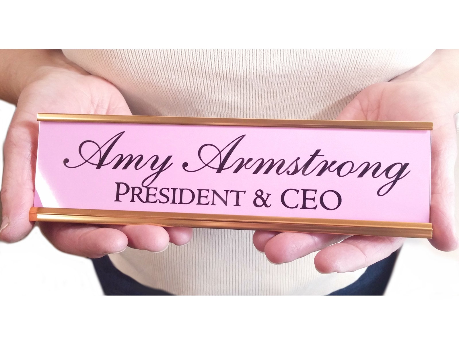Personalized Desk Name Plate Nameplate Plaque Pink With Rose - Etsy