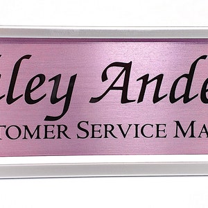 Personalized Desk Name Plate Nameplate Brushed METALLIC Pink With ...