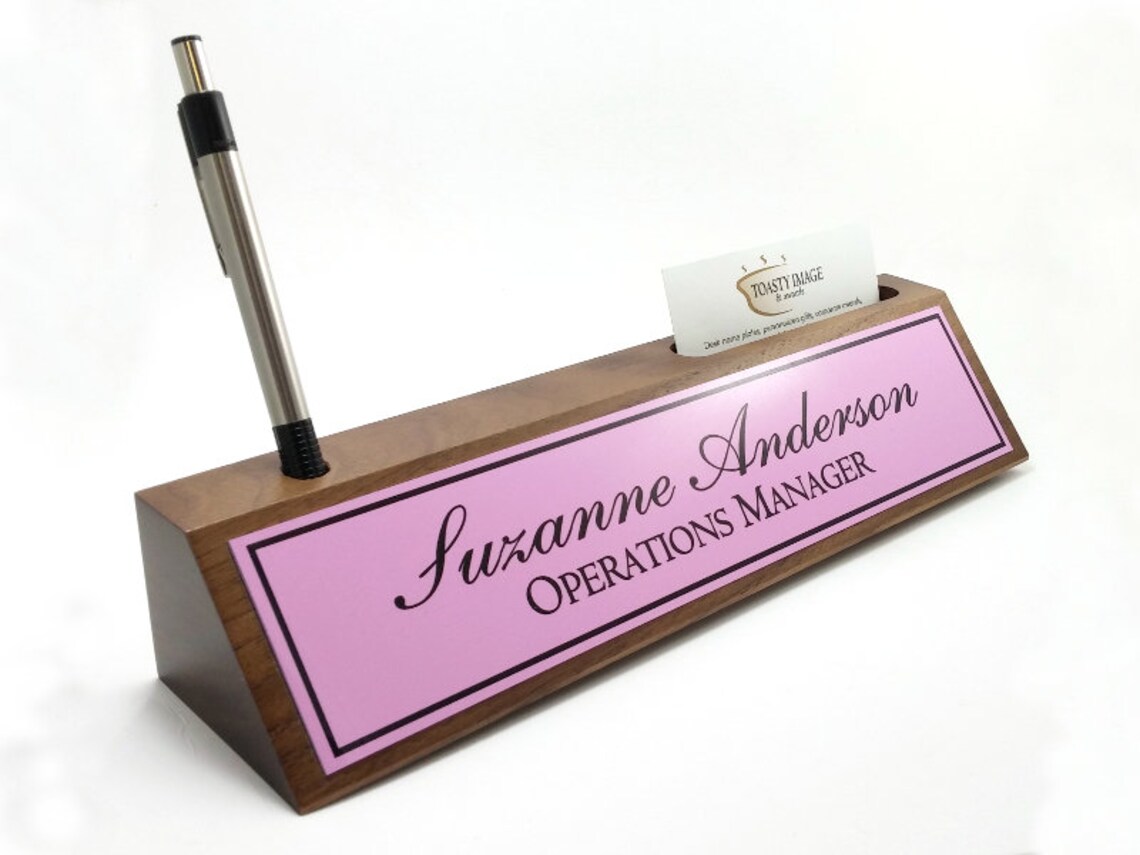 Placa de nombre de escritorio personalizada con soporte de | Etsy