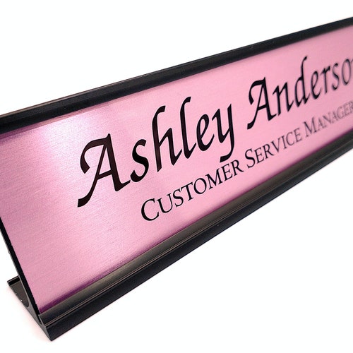 Personalized Desk Name Plate Nameplate Brushed METALLIC Pink - Etsy