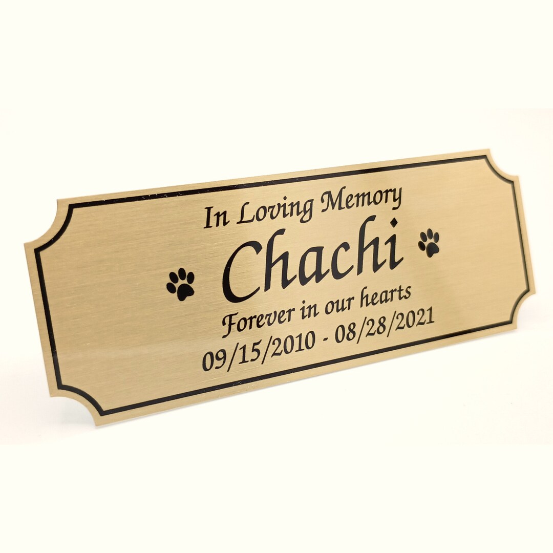 Pet Memorial Imprinted Brushed Gold Aluminum 1.5 X 4 Urn Marker Memory ...