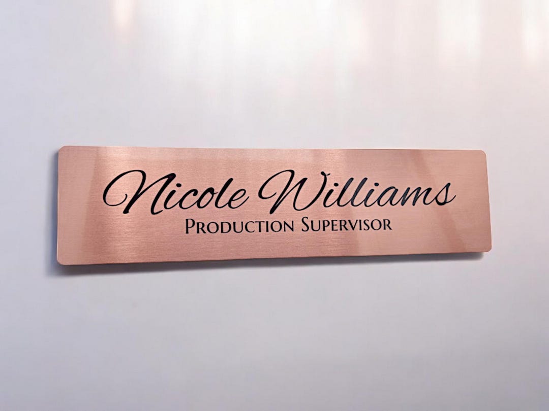 2"x8" Custom Imprinted Name Plate Brushed Metallic Rose Gold Fits ...