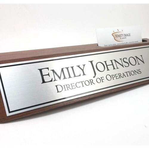 Name Plate With Business Card Holder Personalized Name Plate - Etsy