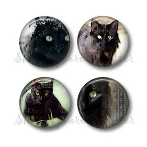 Black Cat Art Fridge Magnets Cat Magnets 4 Magnets 1.5 Inch Magnets ...