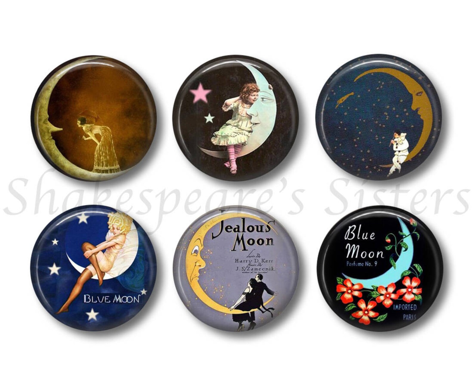 Beautiful Moon Art Magnets Refrigerator Magnets Set of 6 - Etsy
