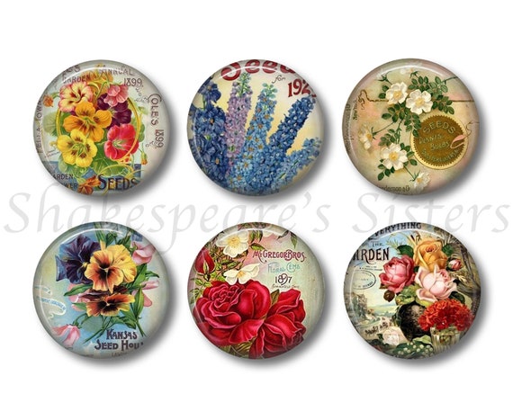 Garden Flower Magnet Set 6 Round Nature Magnets 1.5 Inch - Etsy