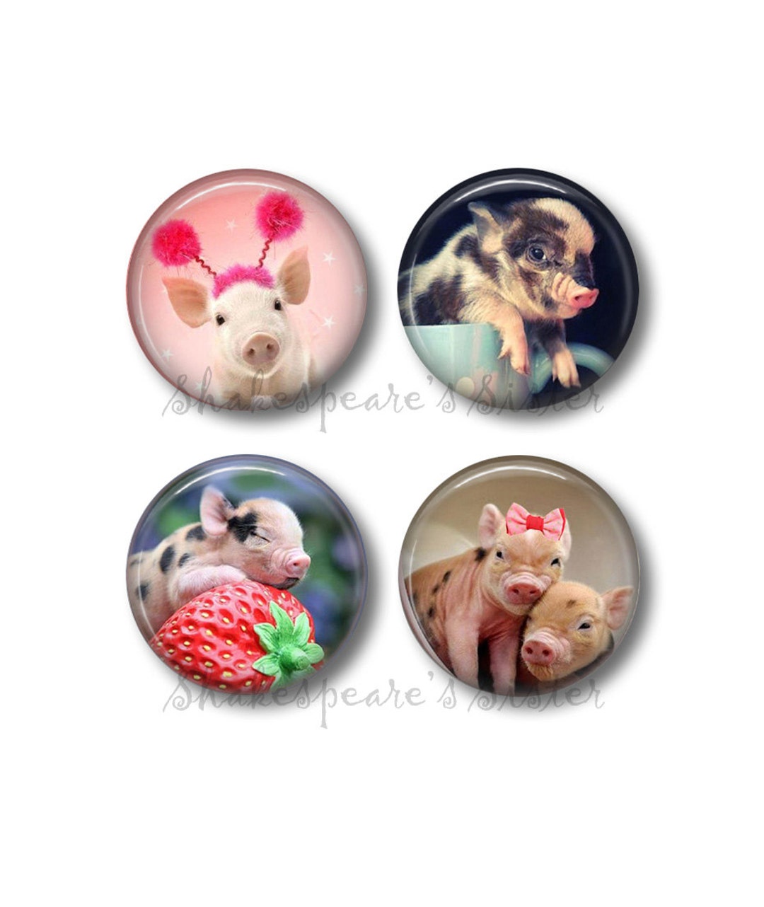 Pig Decor Fridge Magnets Pig Kitchen 4 Magnets 1.5 Inch Magnets Kitchen ...