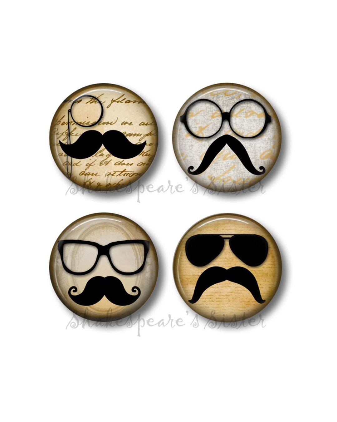 Mustache Decor Fridge Magnets Mustache Magnets 4 Magnets 1.5 Inch ...