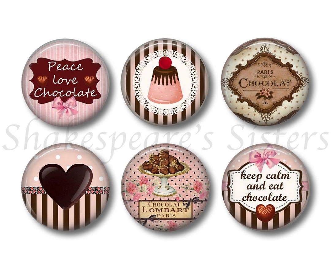 Chocolate Lover Magnets Set of 6 Refrigerator Magnets 1.5 Inch Magnets ...