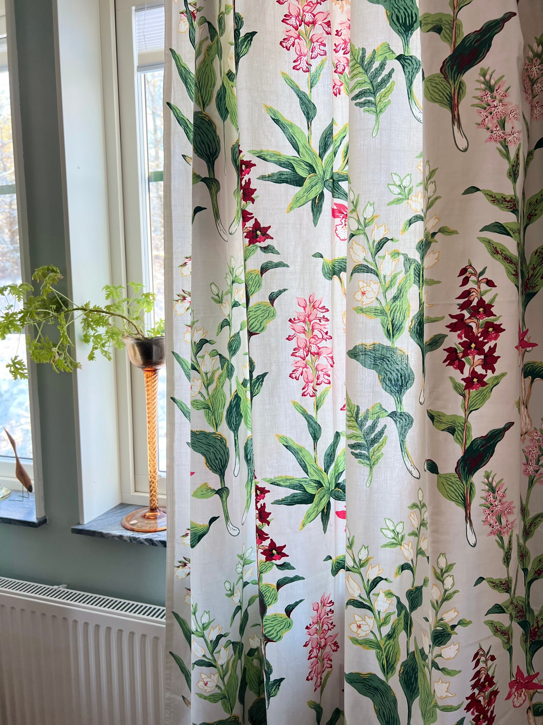 2 Vintage Swedish Curtains in Floral Fabrics Design Ingella Backman ...