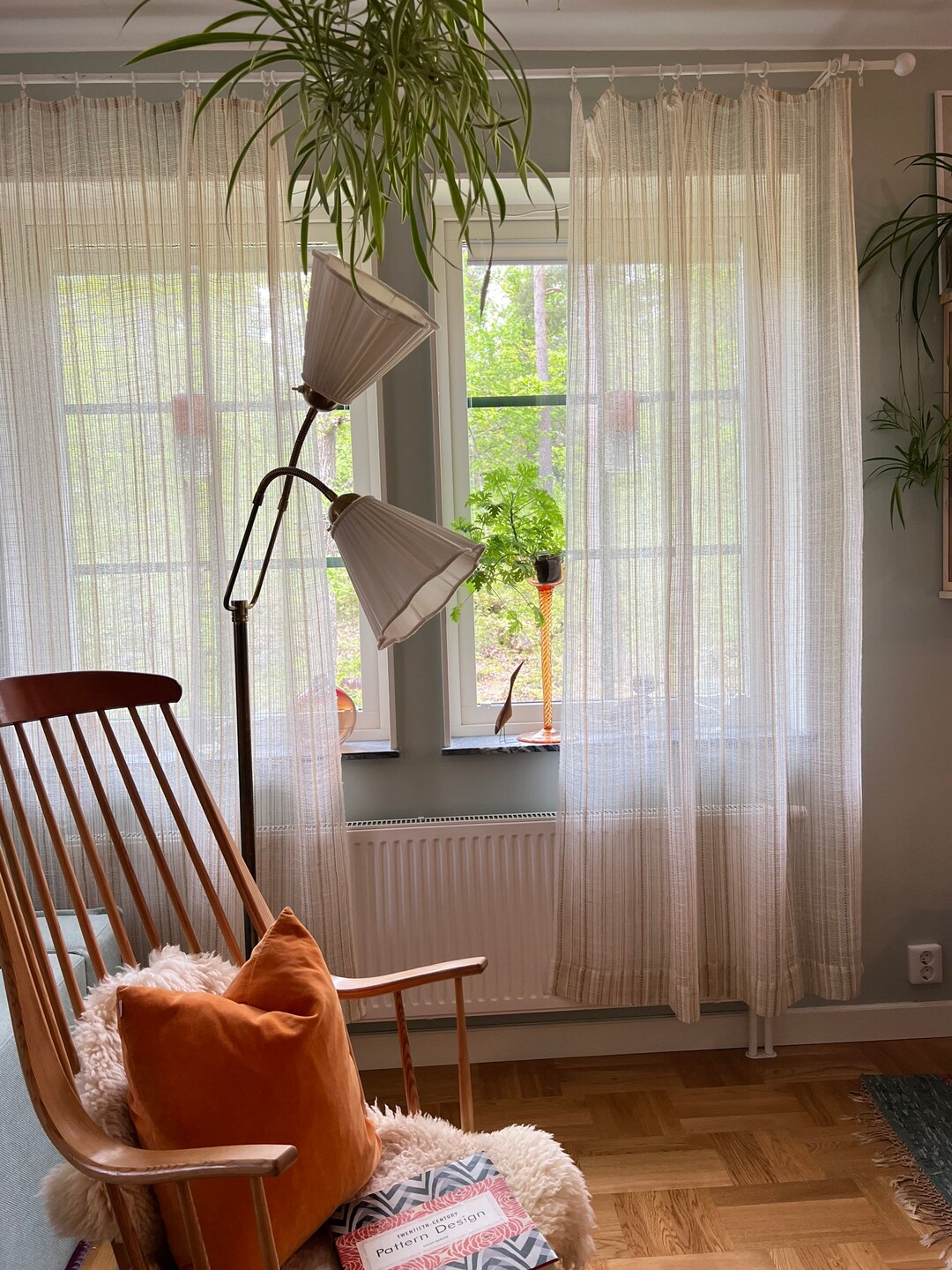 Vintage Sheer Curtains in Net Fabric, Retro Eggshell Bedrooms Curtains ...