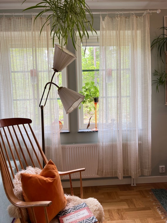 Vintage Sheer Curtains in Net Fabric Retro Eggshell Bedrooms | Etsy