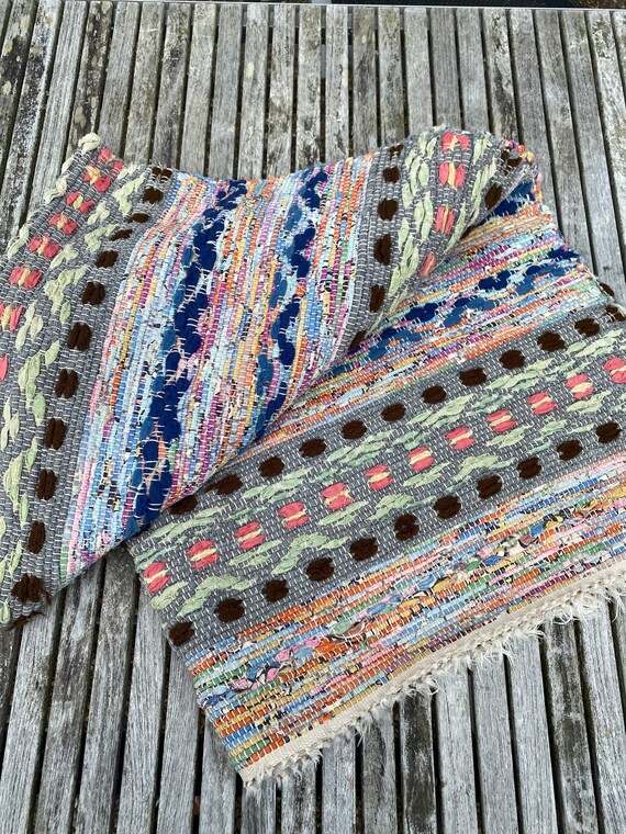 Vintage Woven Cotton Rag Rug Runner Scandinavian Decor From | Etsy