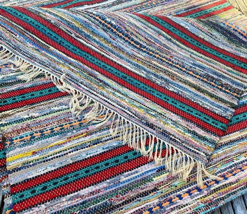 1970s Scandinavian Rag Rug Runner Multicolor Traditional - Etsy