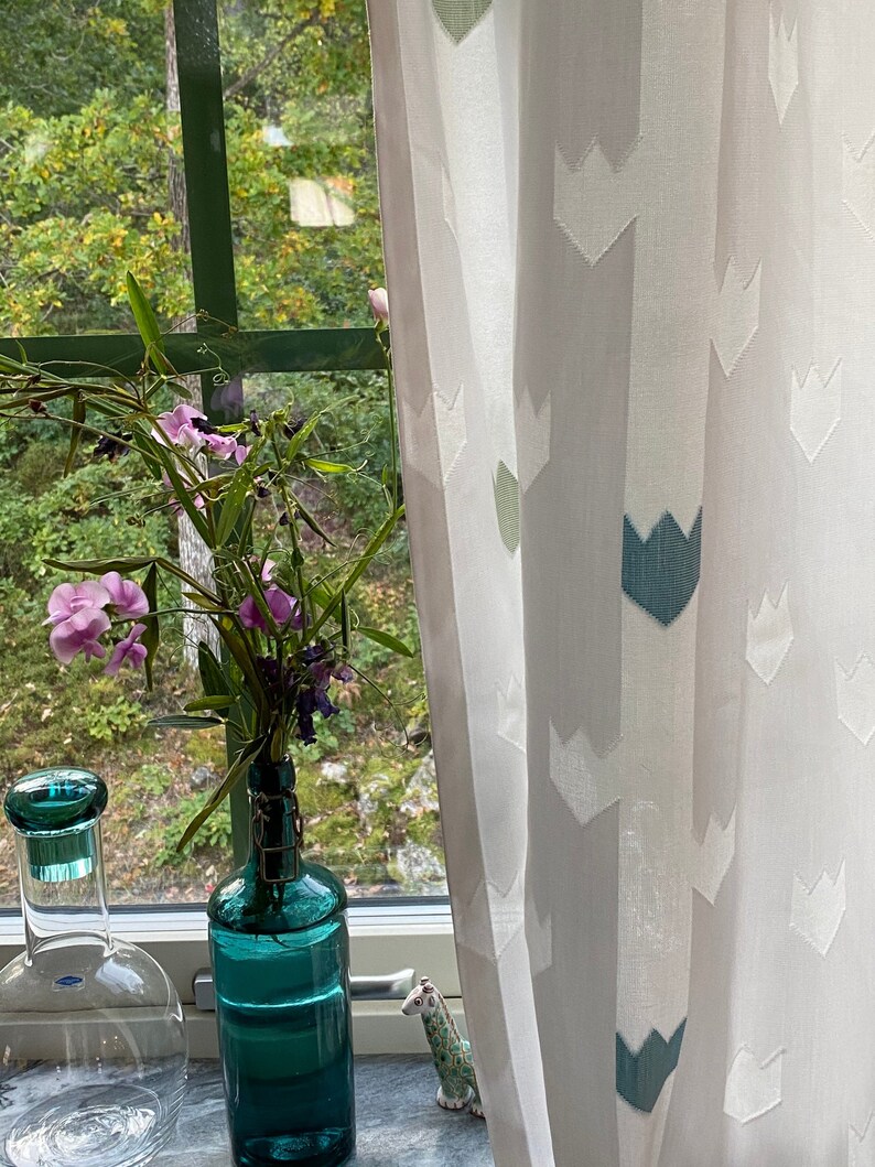 Scandinavian Modern Curtains in Fabrics With Green Blue and - Etsy