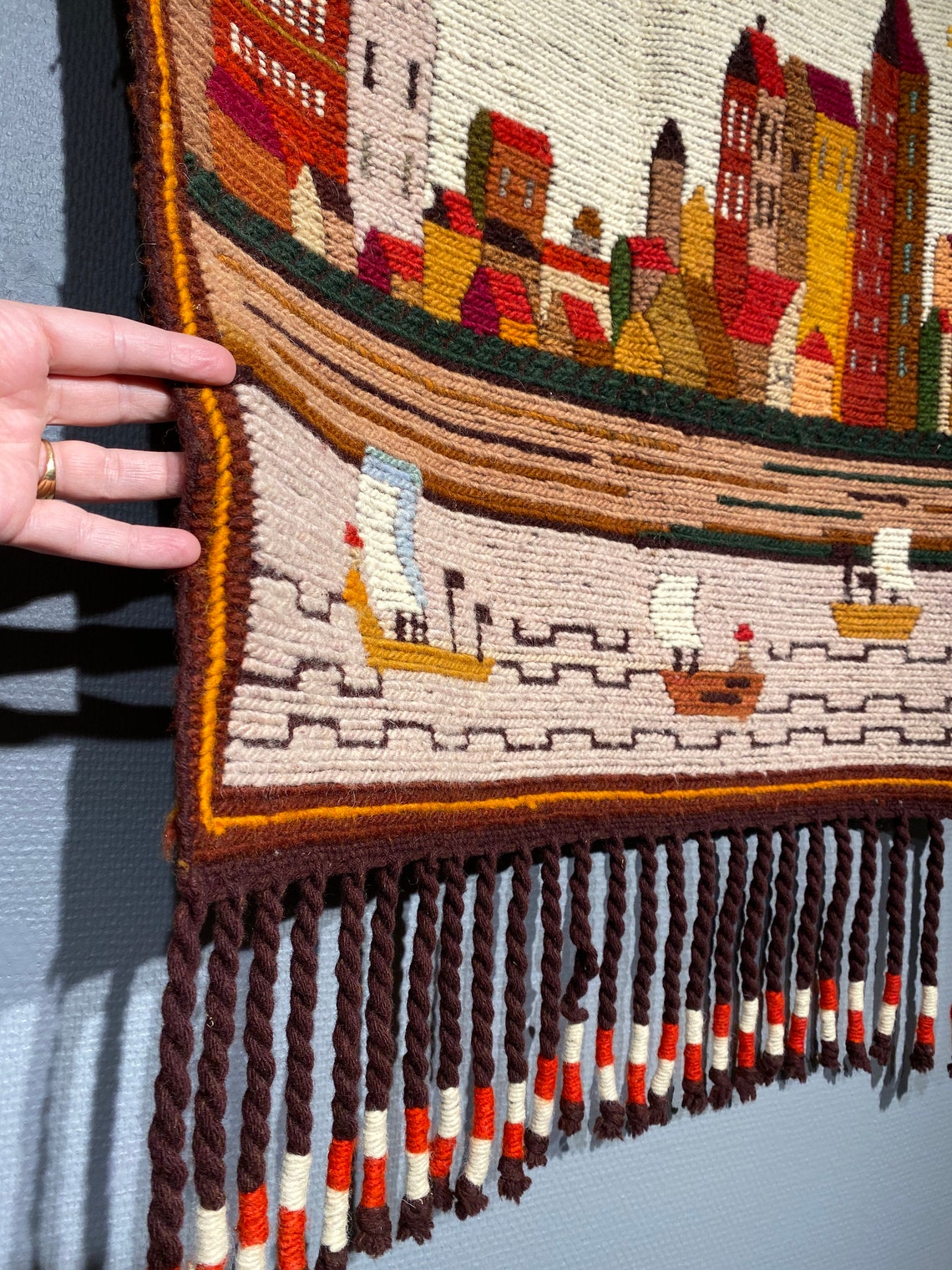 Modern Wall Hanging Wool Weaving Tapestry Braided Fringes | Etsy