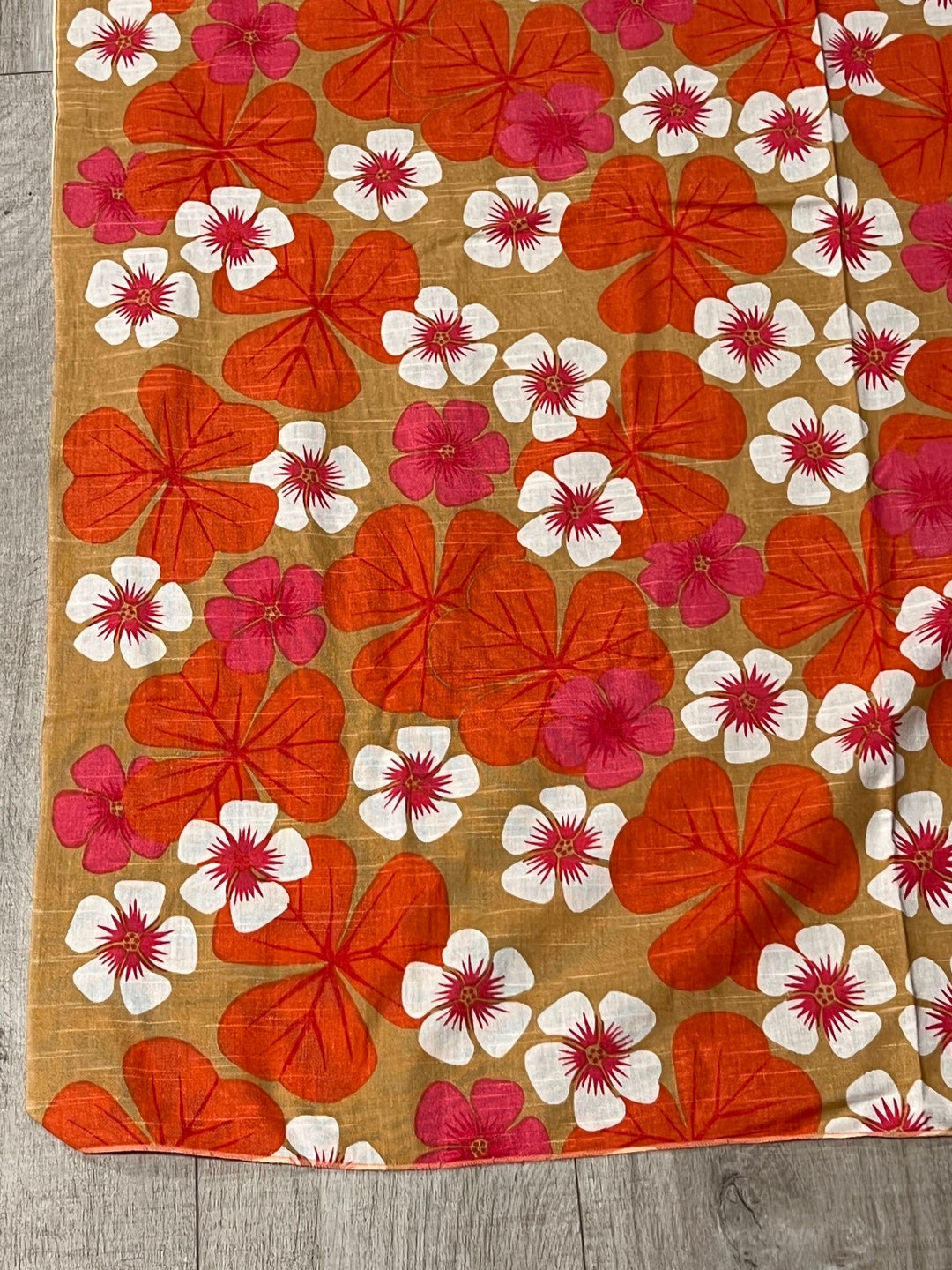 Scandinavian Floral Curtain Panel in Swedish Orange Pink Fabric. - Etsy