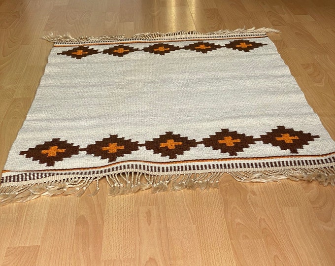 Swedish Handmade Flatweave Nature Linen and Wool Carpet, Scandinavian ...