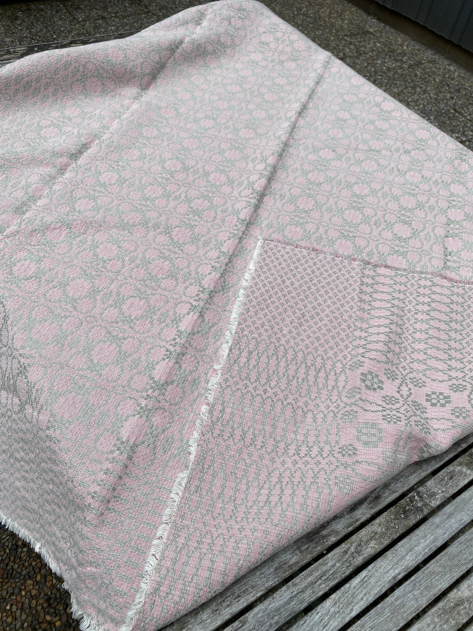 Scandinavian Woven Pink Gray Linen Tablecloth, Sweden Folk Weaving ...
