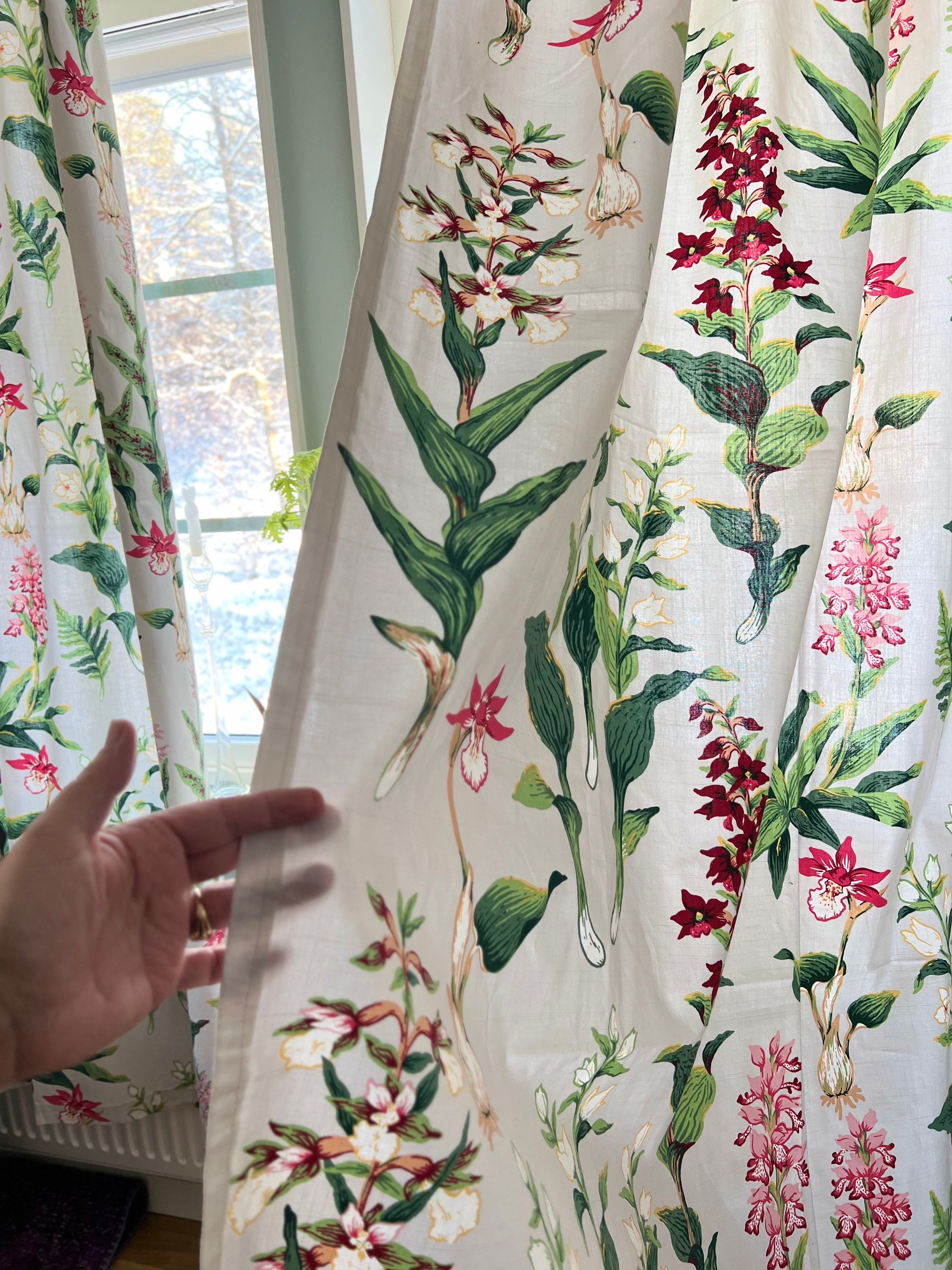2 Vintage Swedish Curtains in Floral Fabrics Design Ingella Backman ...