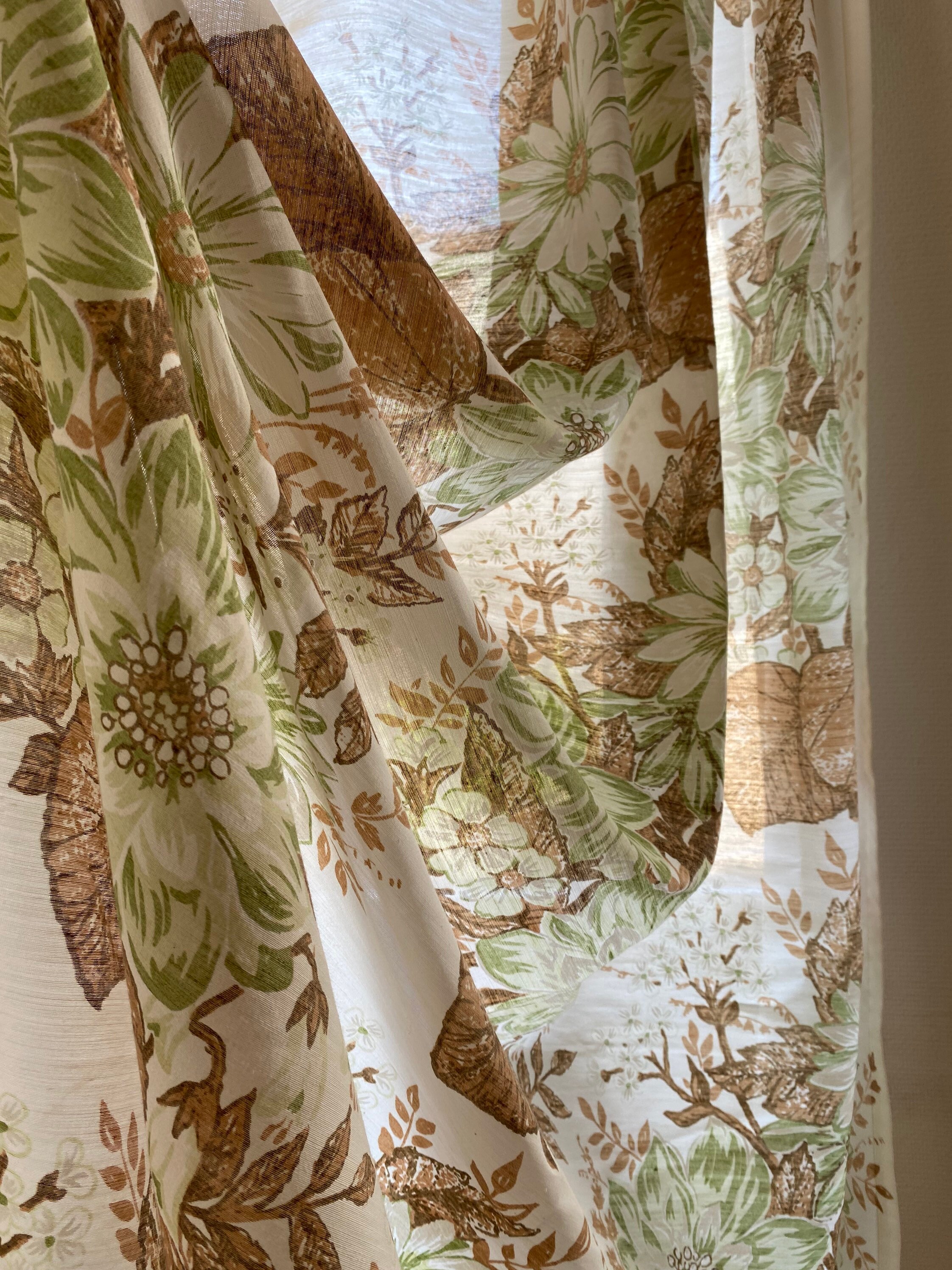 Scandinavian Sheer Curtains in Floral Fabric Made in Sweden in | Etsy