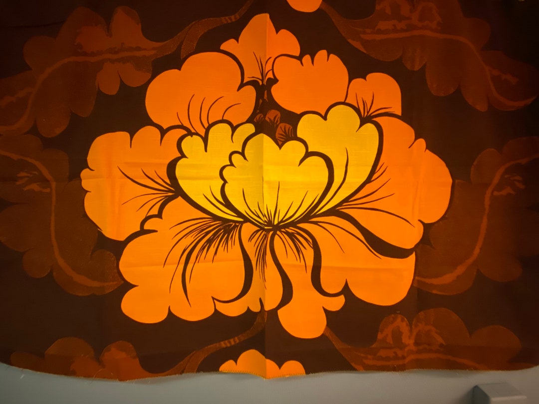 Scandinavian Orange Brown Fabric Amazon Design Kaarina Karlstedt Borås ...