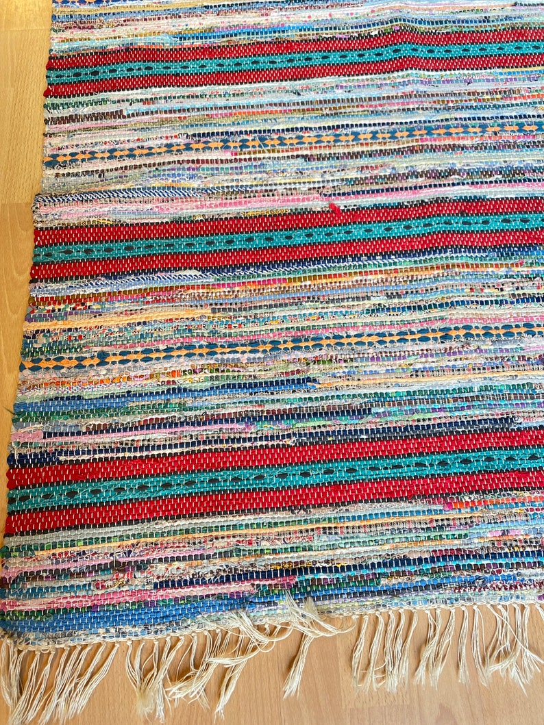 1970s Scandinavian Rag Rug Runner Multicolor Traditional | Etsy