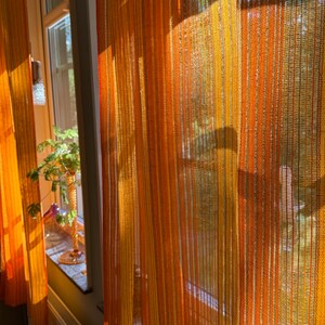 Vintage Curtains in Yellow Orange Textured Geometric Fabric, Retro ...