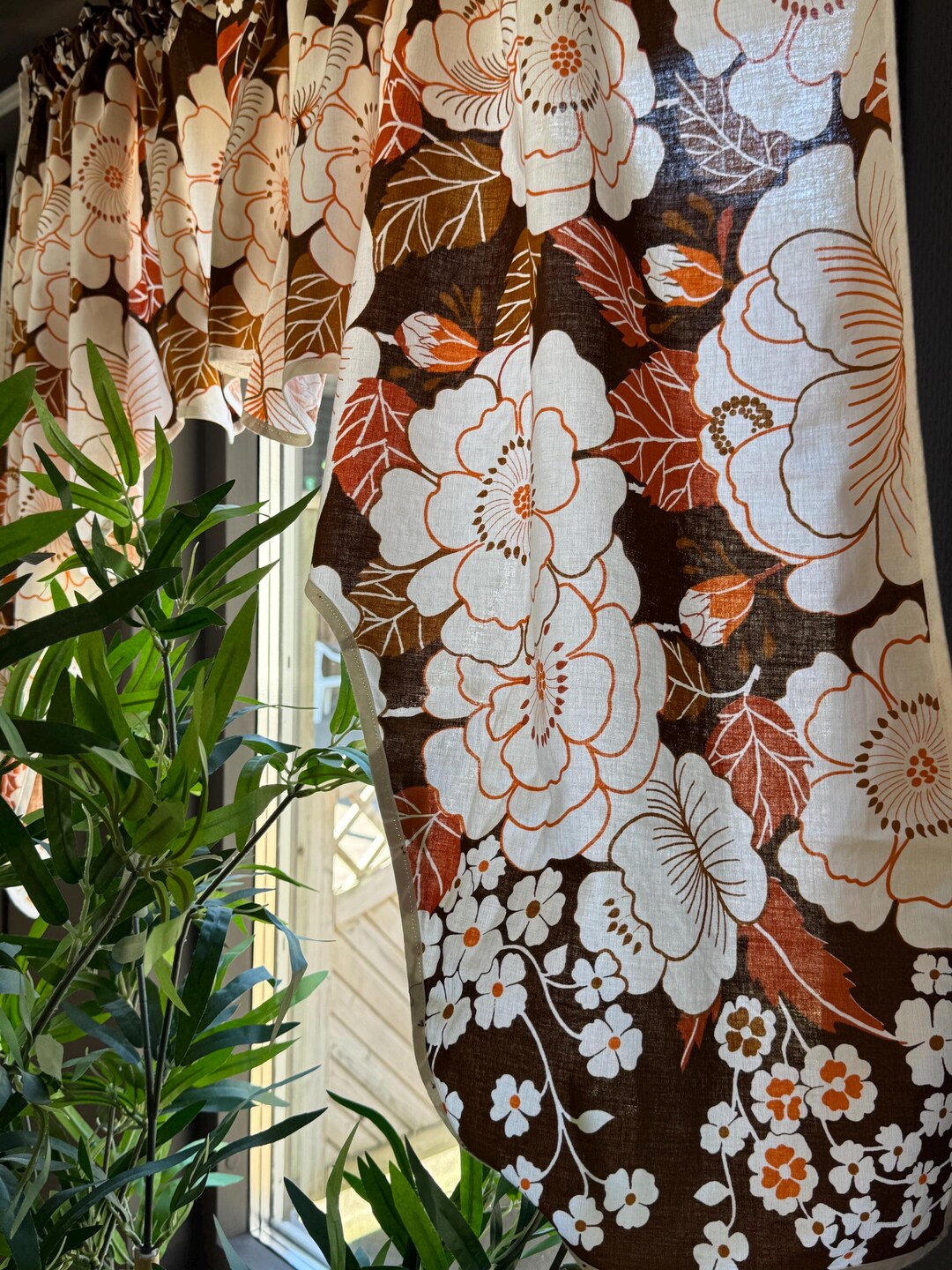 Scandinavian Vintage Floral Curtains Valance in Swedish Retro Fabric ...