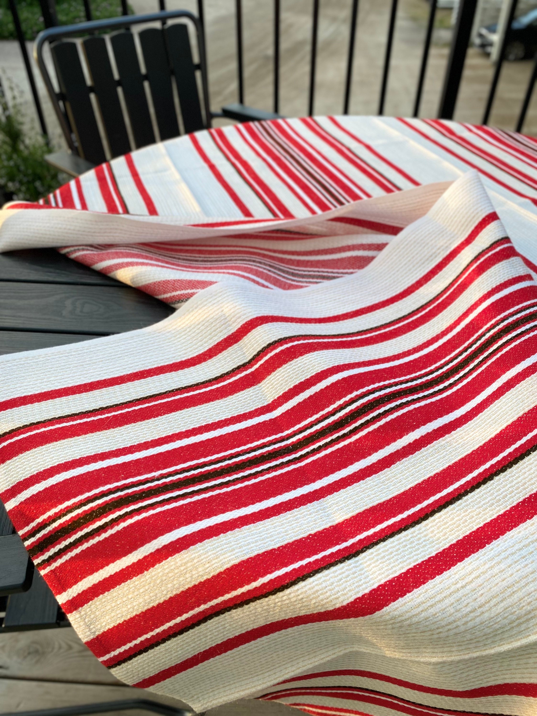70s Scandinavian Modern Woven Table Cloth Striped Red | Etsy