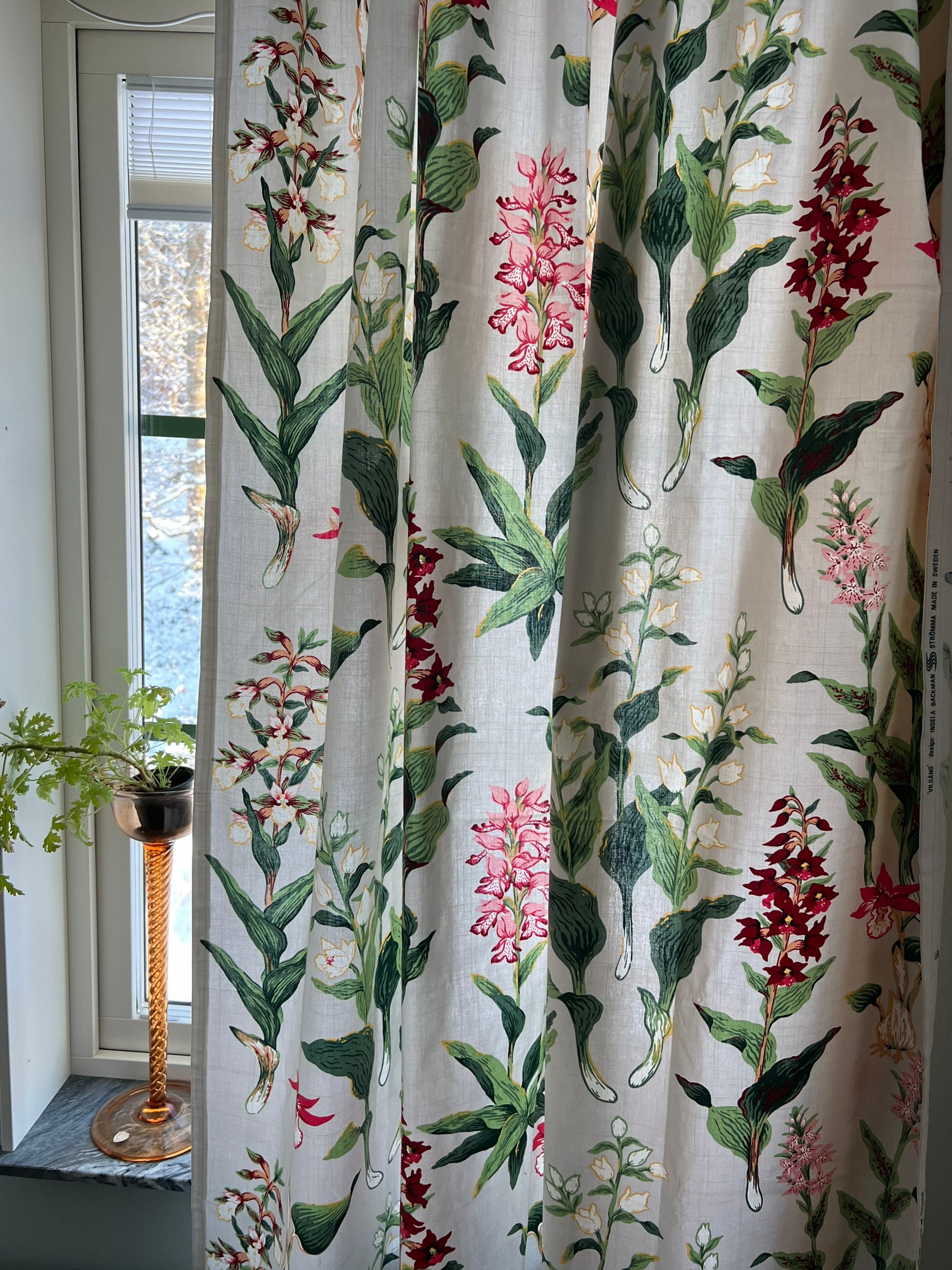 2 Vintage Swedish Curtains in Floral Fabrics Design Ingella Backman ...