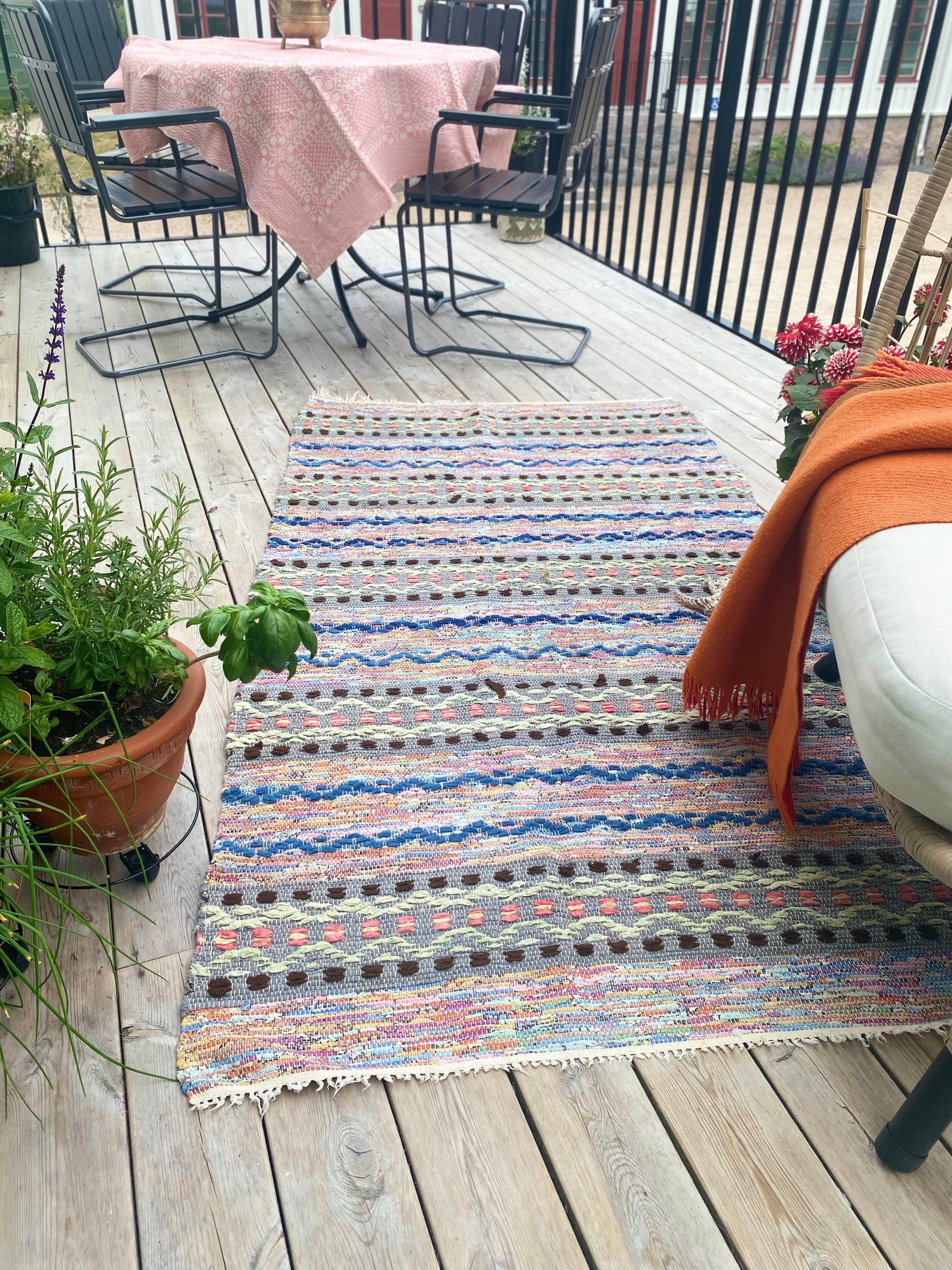 Vintage Woven Cotton Rag Rug Runner Scandinavian Decor From | Etsy