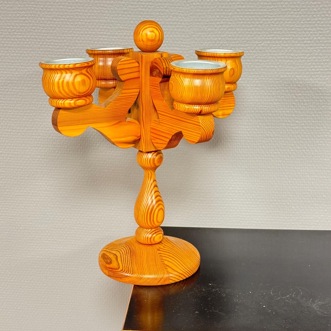 Stig Johnsson 1960s Swedish Wooden Four Arm Candelabra - Etsy