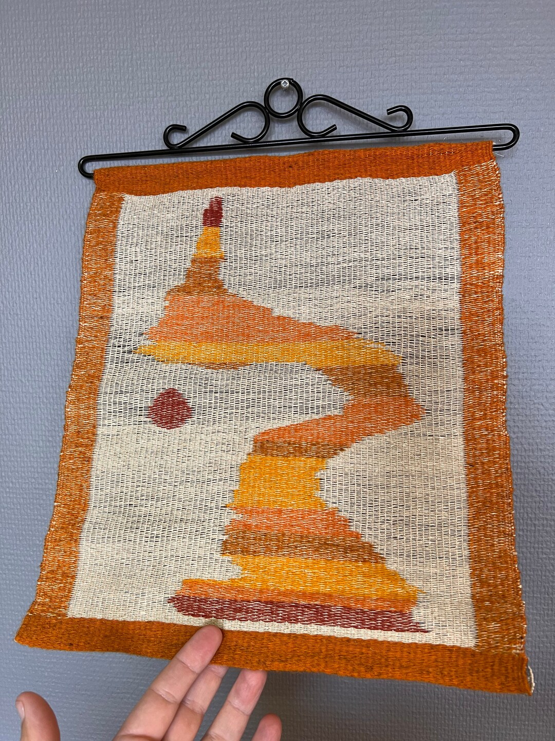 Vintage Linen Wall Decor, Abstract Art, Orange Minimalist Wallhanging . - Etsy