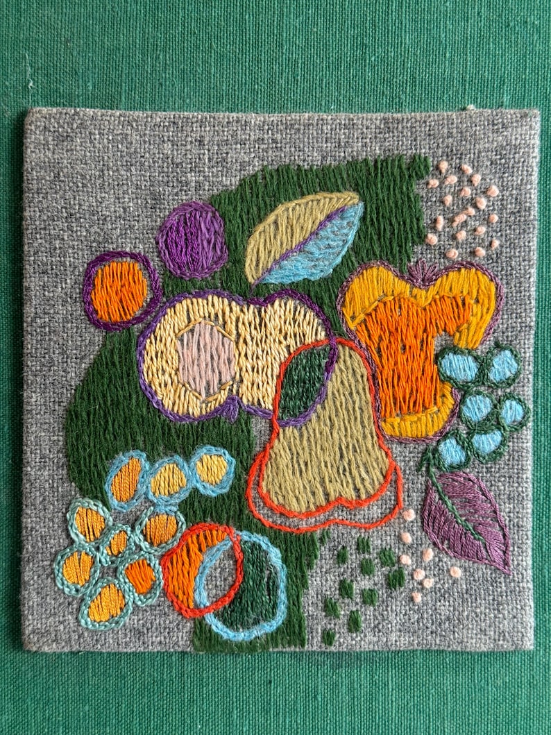 Vintage Embroidered Wall Decor, Colorful Floral Crewel Wall Art, Niab ...