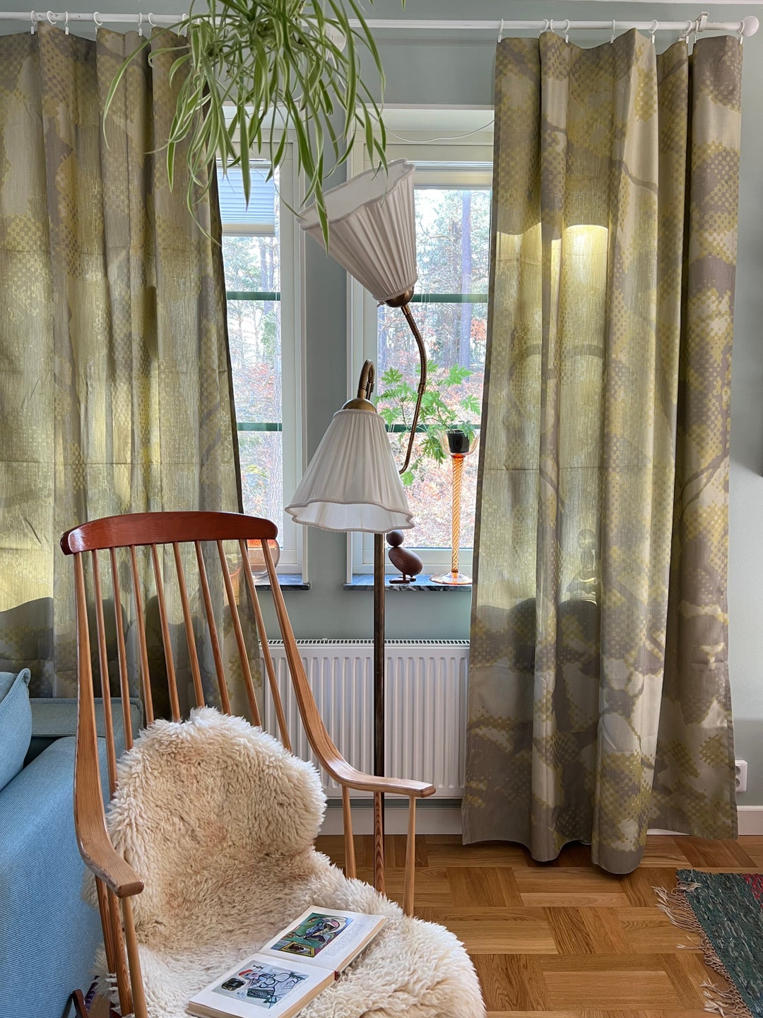 2 Luxury Swedish Living Room Curtains in Scandinavian Geometric Woven ...