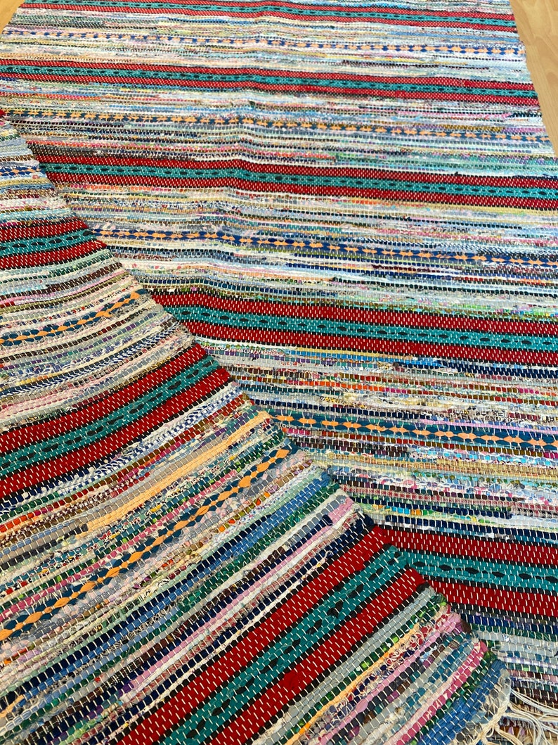 1970s Scandinavian Rag Rug Runner Multicolor Traditional | Etsy