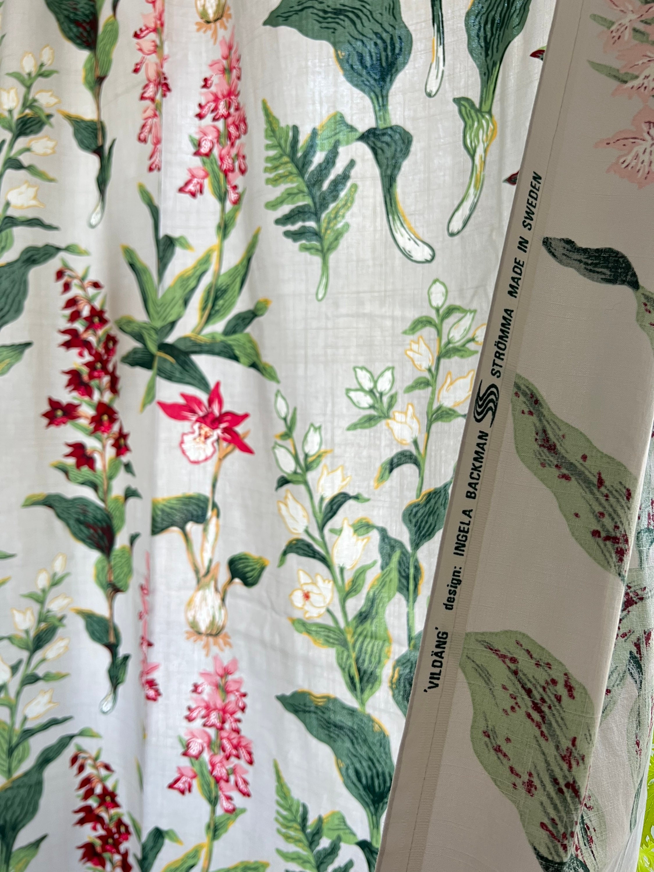 2 Vintage Swedish Curtains in Floral Fabrics Design Ingella Backman ...