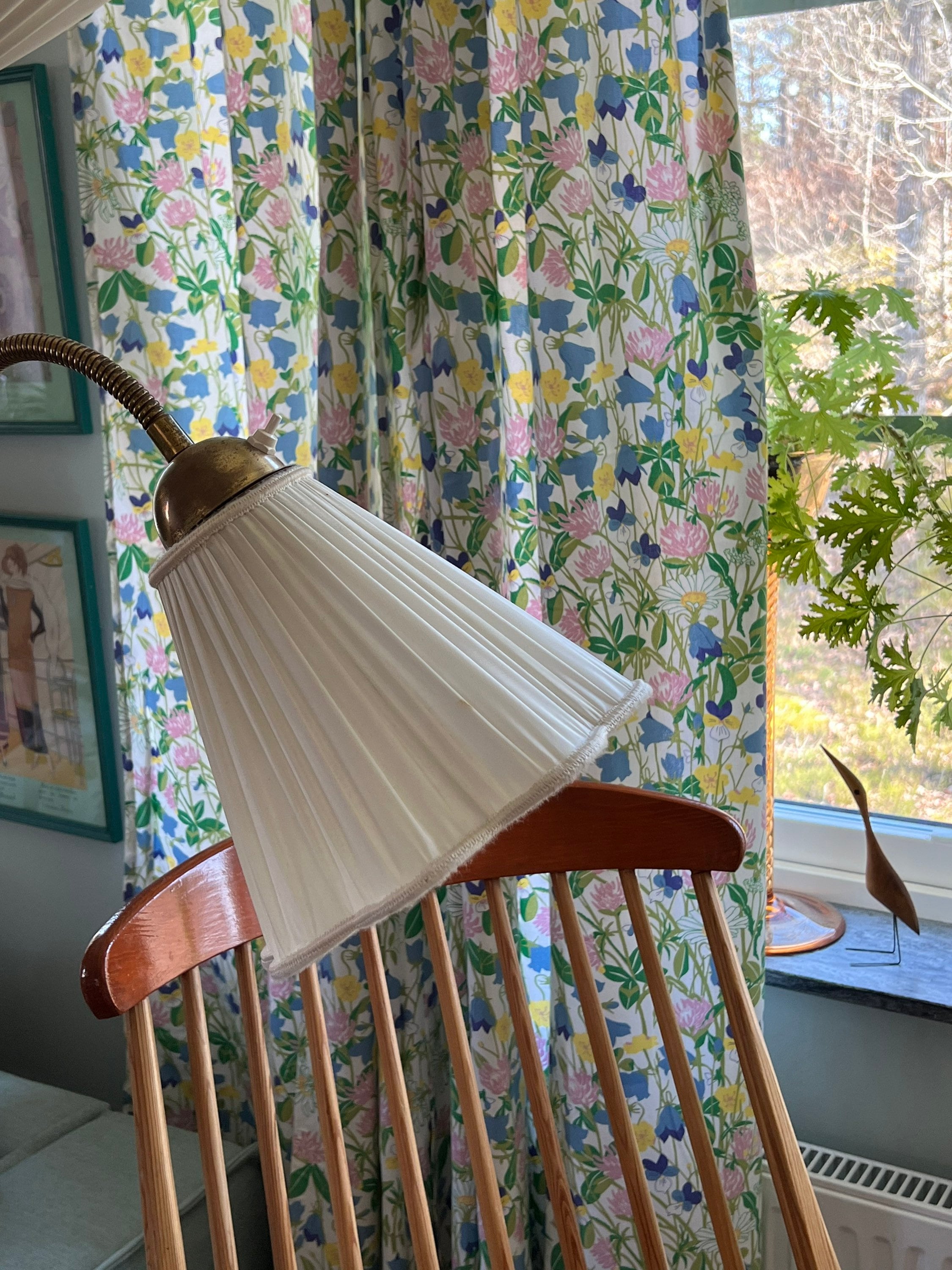 2 Vintage Swedish Curtains in Floral Cotton Fabric, Design by Lena ...