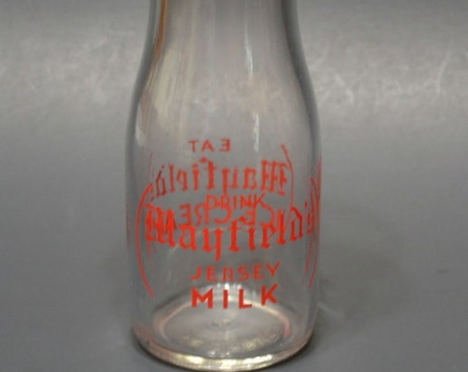 Vintage Mayfield Dairy Glass Milk Bottle 5 Oz Red Lettering Ice Cream ...
