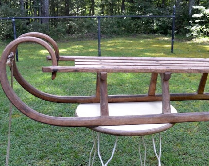 Vintage Wooden Snow Sled Bentwood Curved End Rustic Primitive Home ...