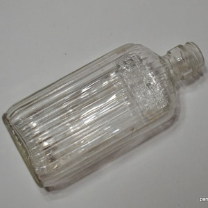 Vintage Half Pint Bottle Clear Glass Flask Shaped Ribbed 1940s Whiskey ...
