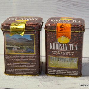 Vintage Rooibos Tea Metal Tins South African Red Tea Khoisan Containers ...