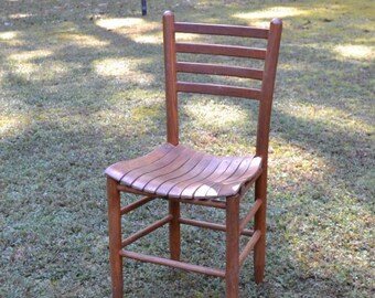 Vintage Oak Ladderback Chair Slat Seat Dining Desk Chair Primitive ...