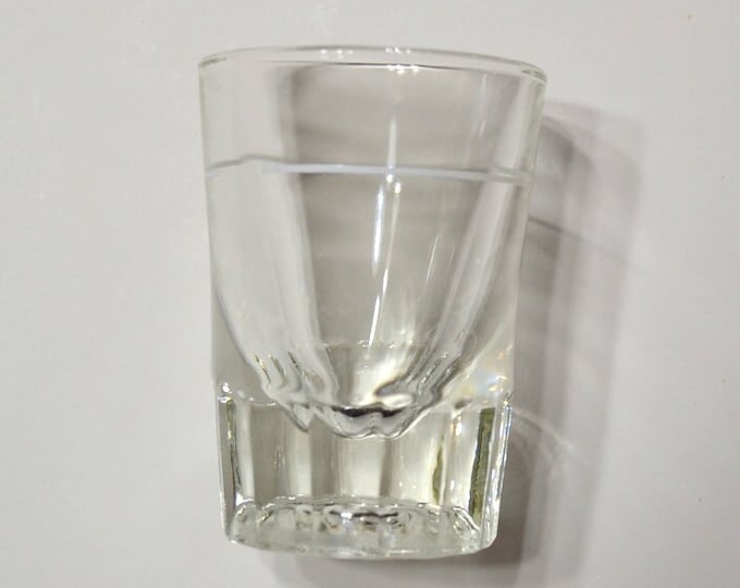 Vintage Double Shot Glass Heavy Duty Fluted Bottom Pour Line Mixed ...